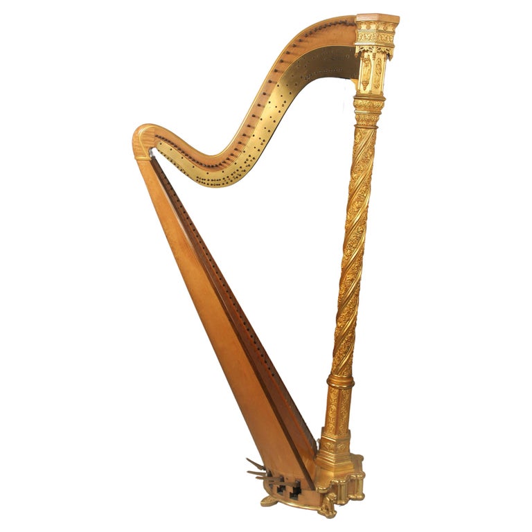 Museum Quality Mid 19th Century Gilt Wood Gothic “Angel” Harp by Erard ...