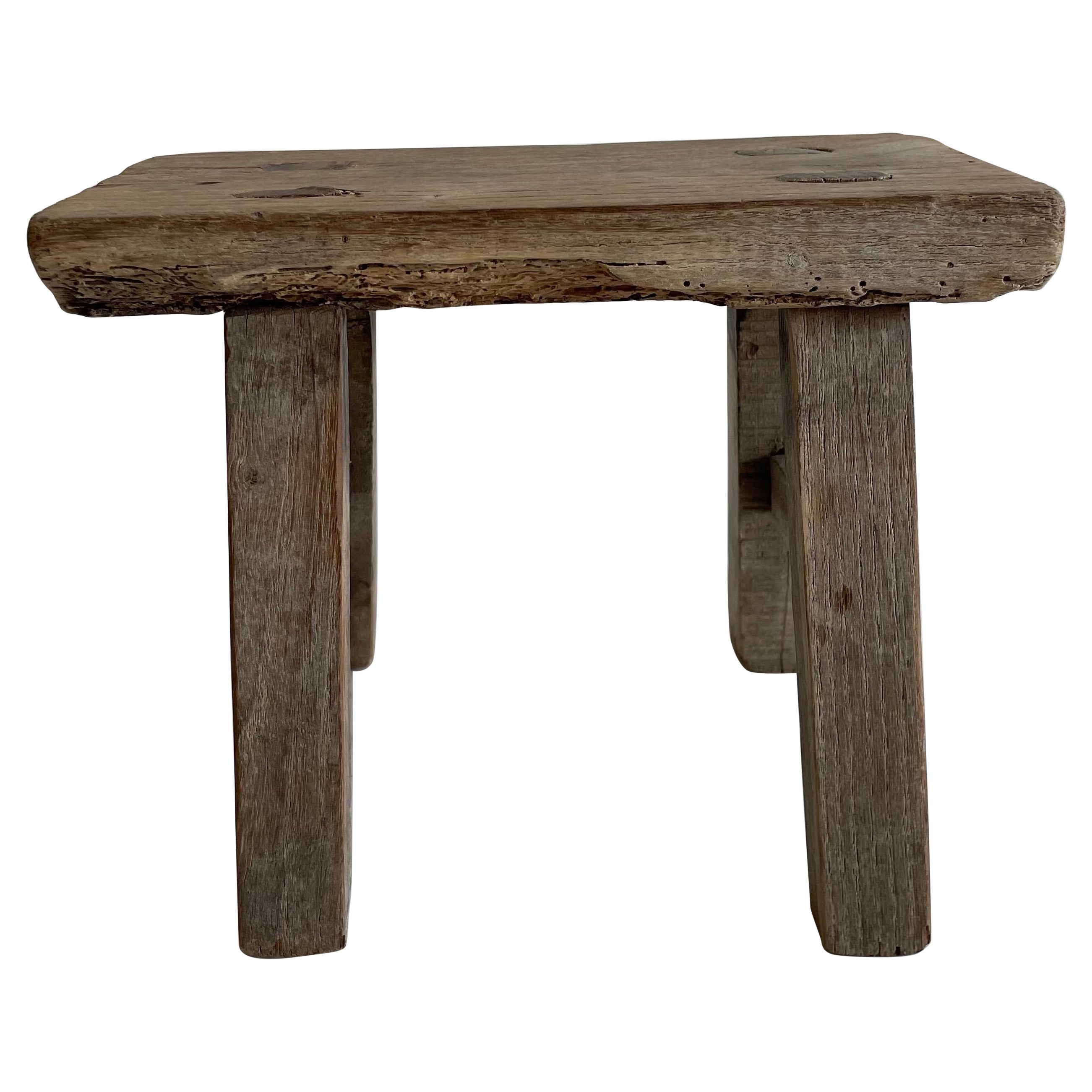 Antique Mini Elm Wood Stool at 1stDibs