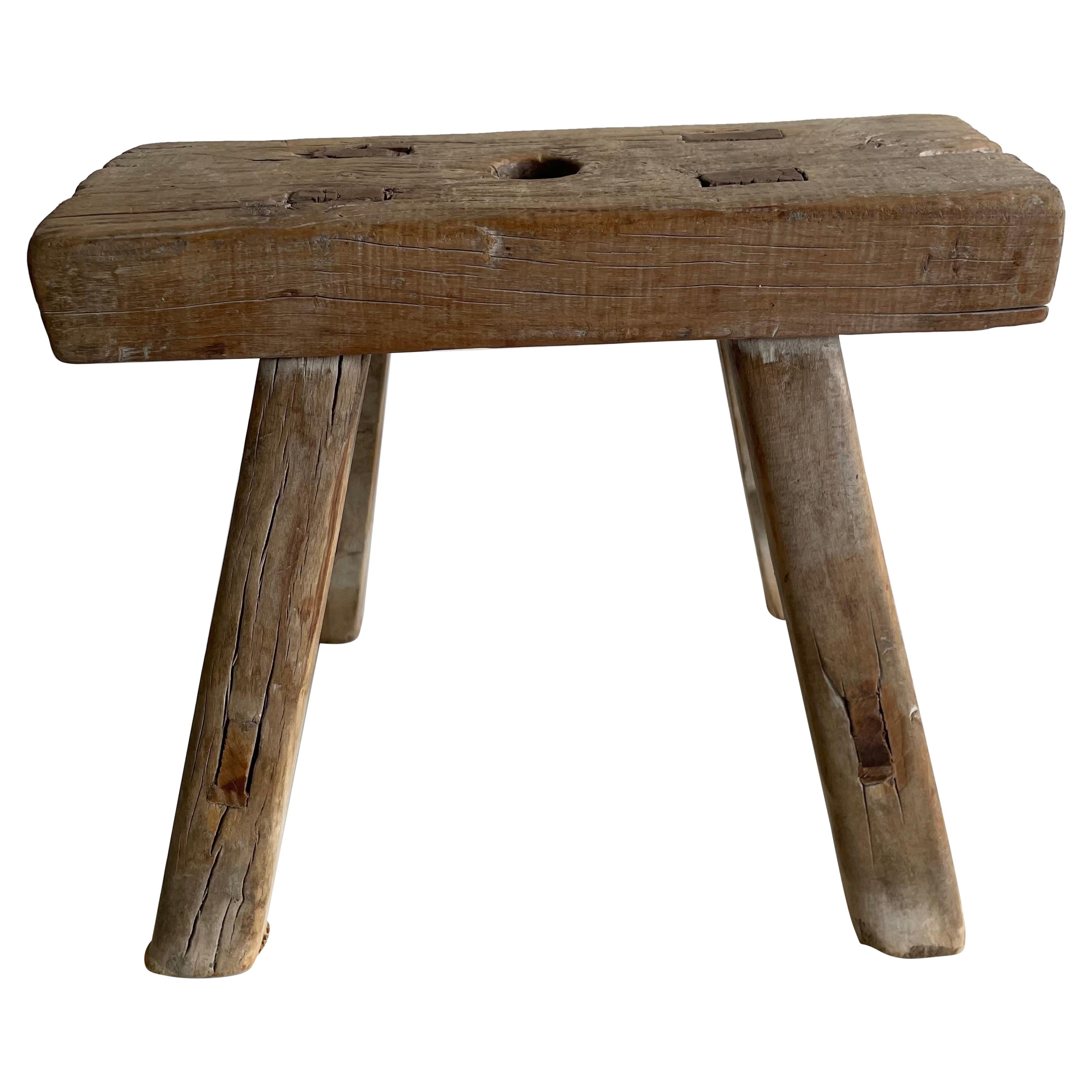 Antique Mini Elm Wood Stool at 1stDibs