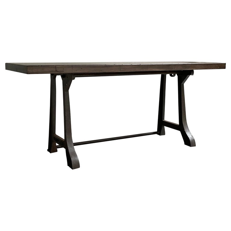 Industrial Ebonized Maple Console Work Table at 1stDibs