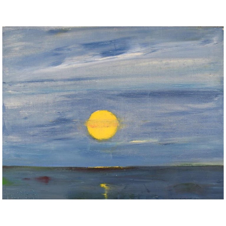 Alf Olsson, Sweden, Oil on Canvas, Modernist Sunset, Dated 1967 at 1stDibs