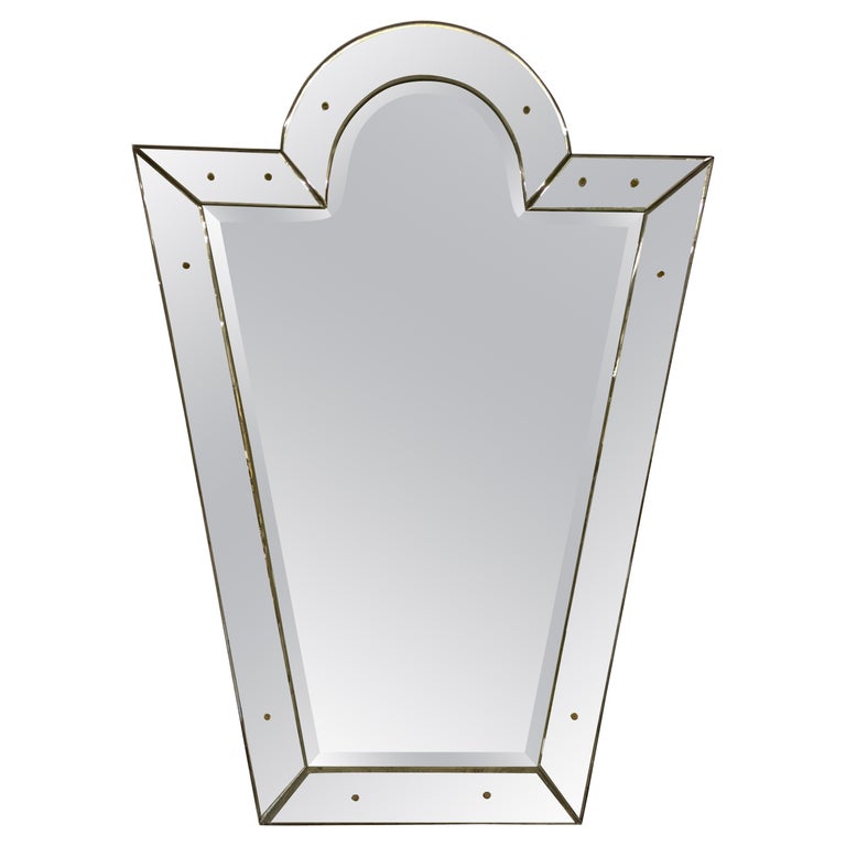 Venetian 'Key Hole' Shaped Beveled Glass Mirror, Hollywood Regency ...