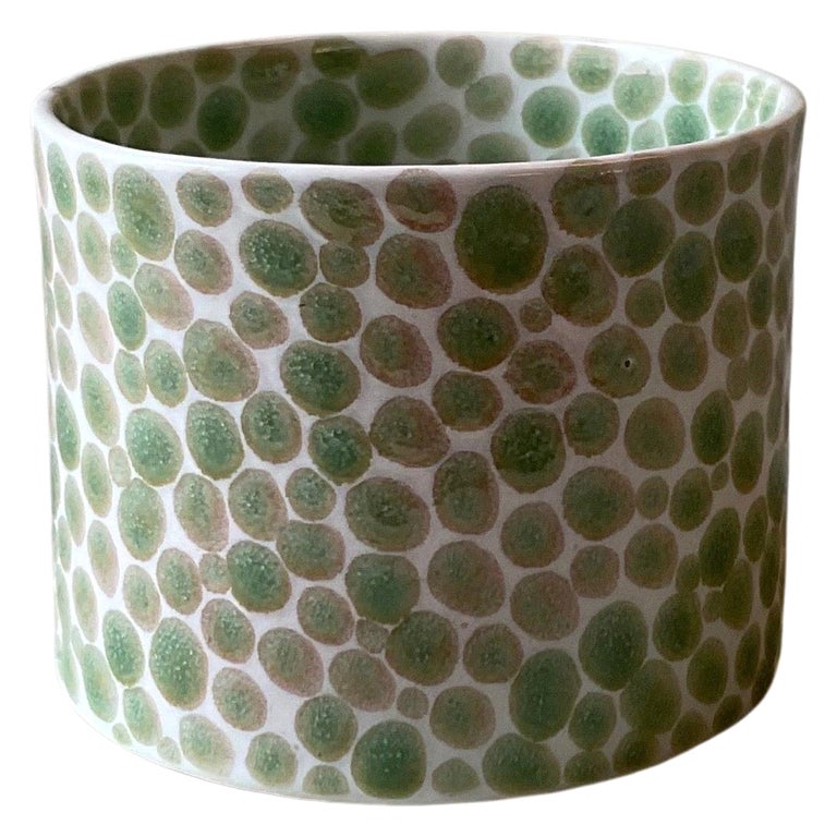 Jade Dots Porcelain Cylinder Small Vase For Sale at 1stDibs