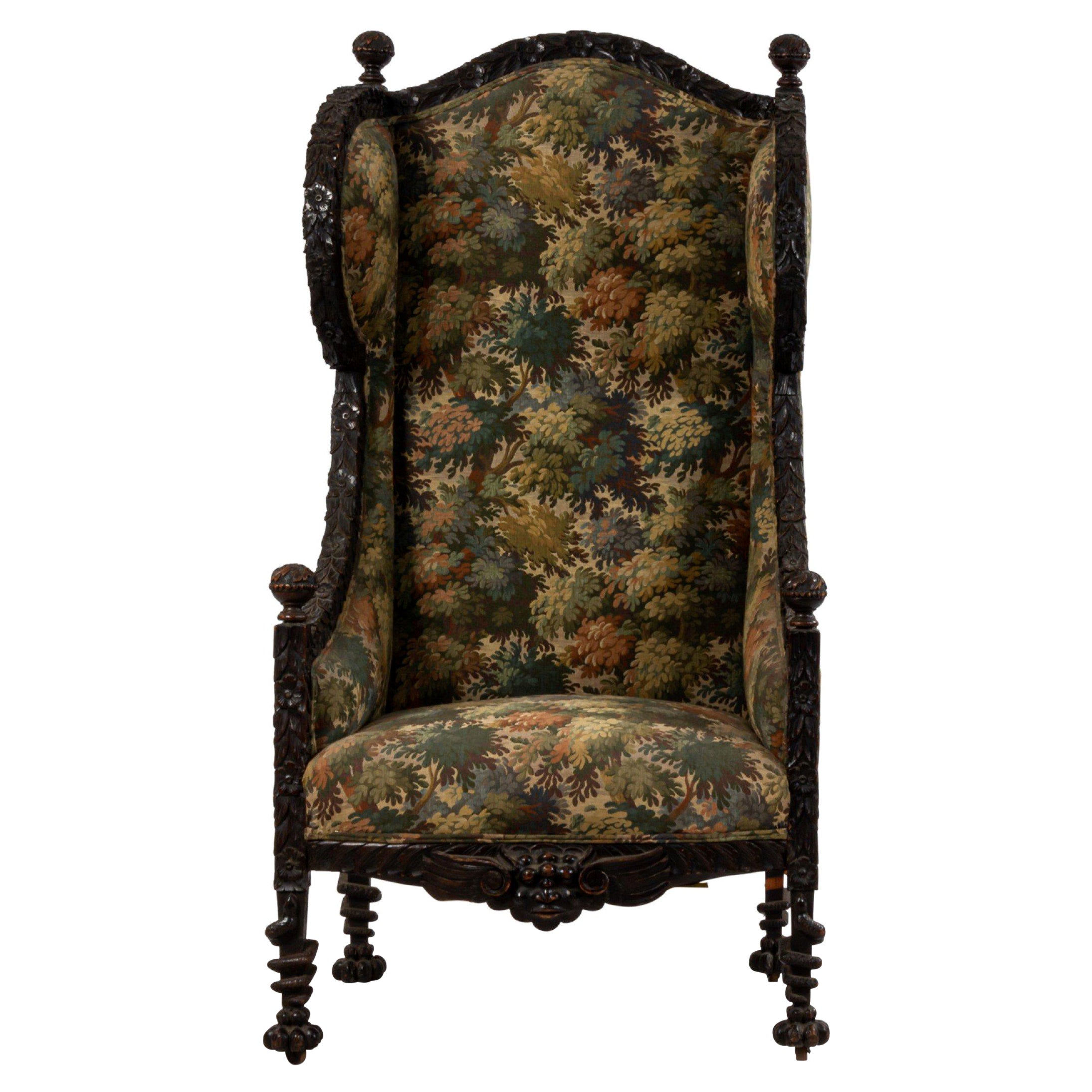Linen Wing Chair For Sale at 1stDibs