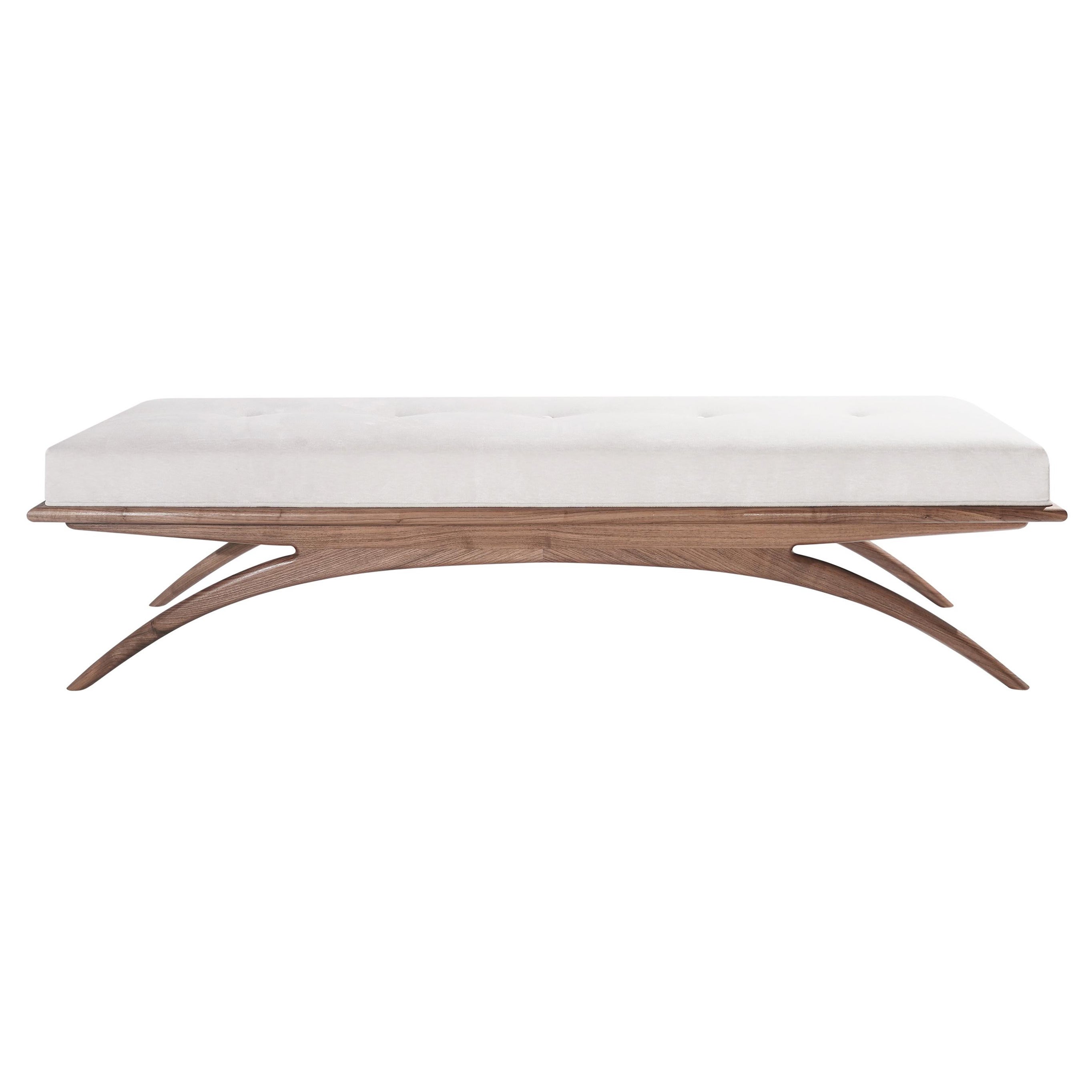 Large-Scale Convex Bench in Oak and Mohair by Stamford Modern For Sale ...