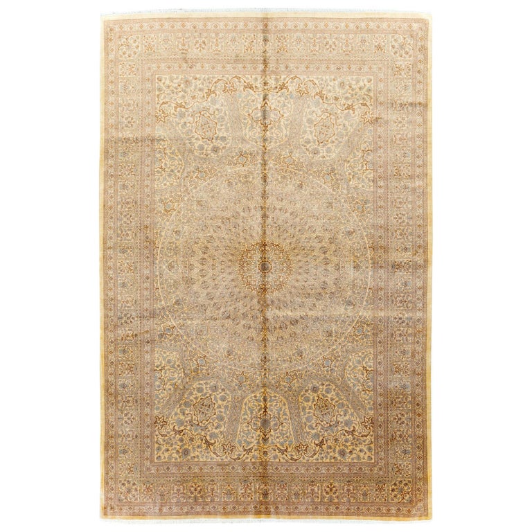 21st Century Handmade Persian Silk Quom Accent Carpet For Sale at 1stDibs