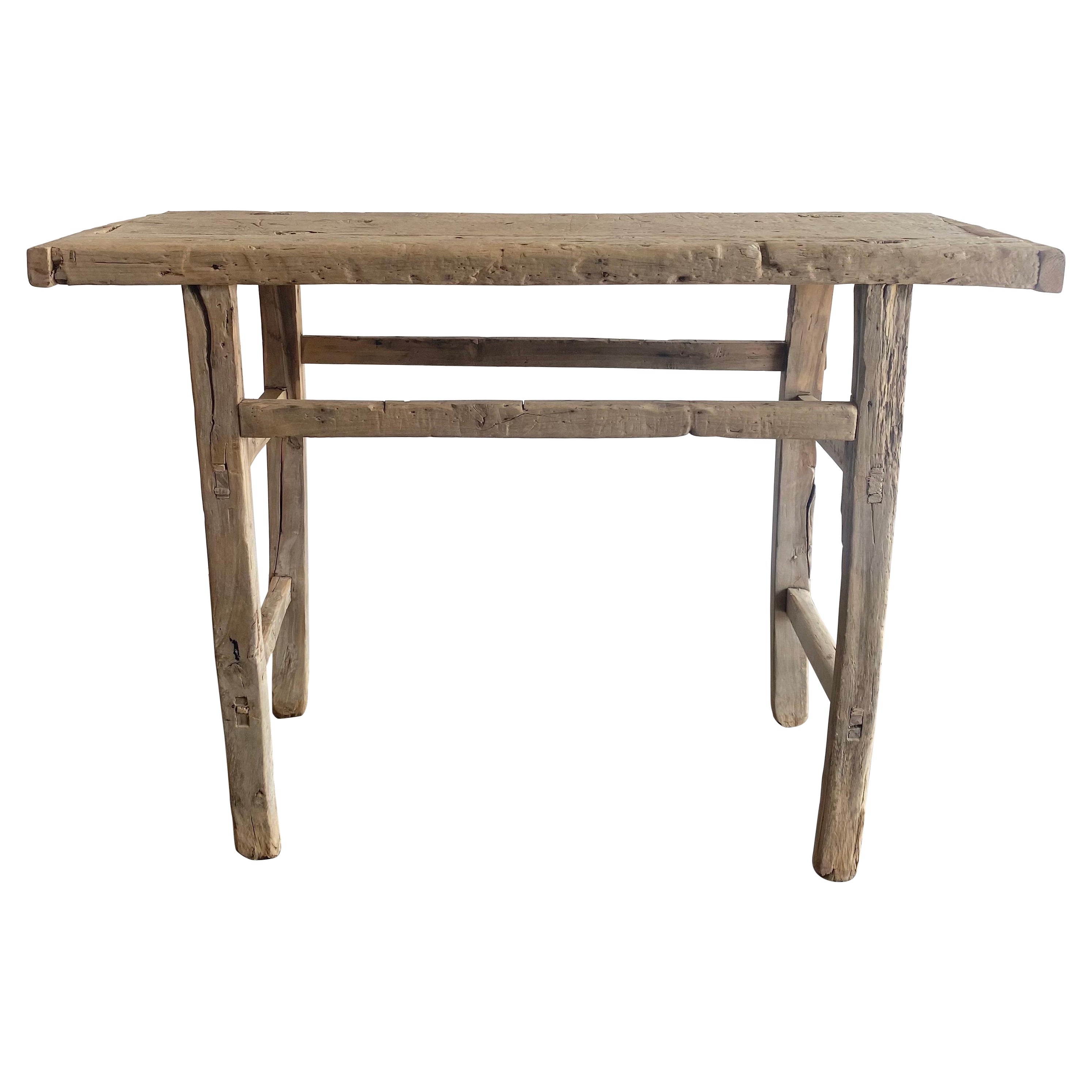 Antique Primitive Style Wood Console Table from Belgium at 1stDibs