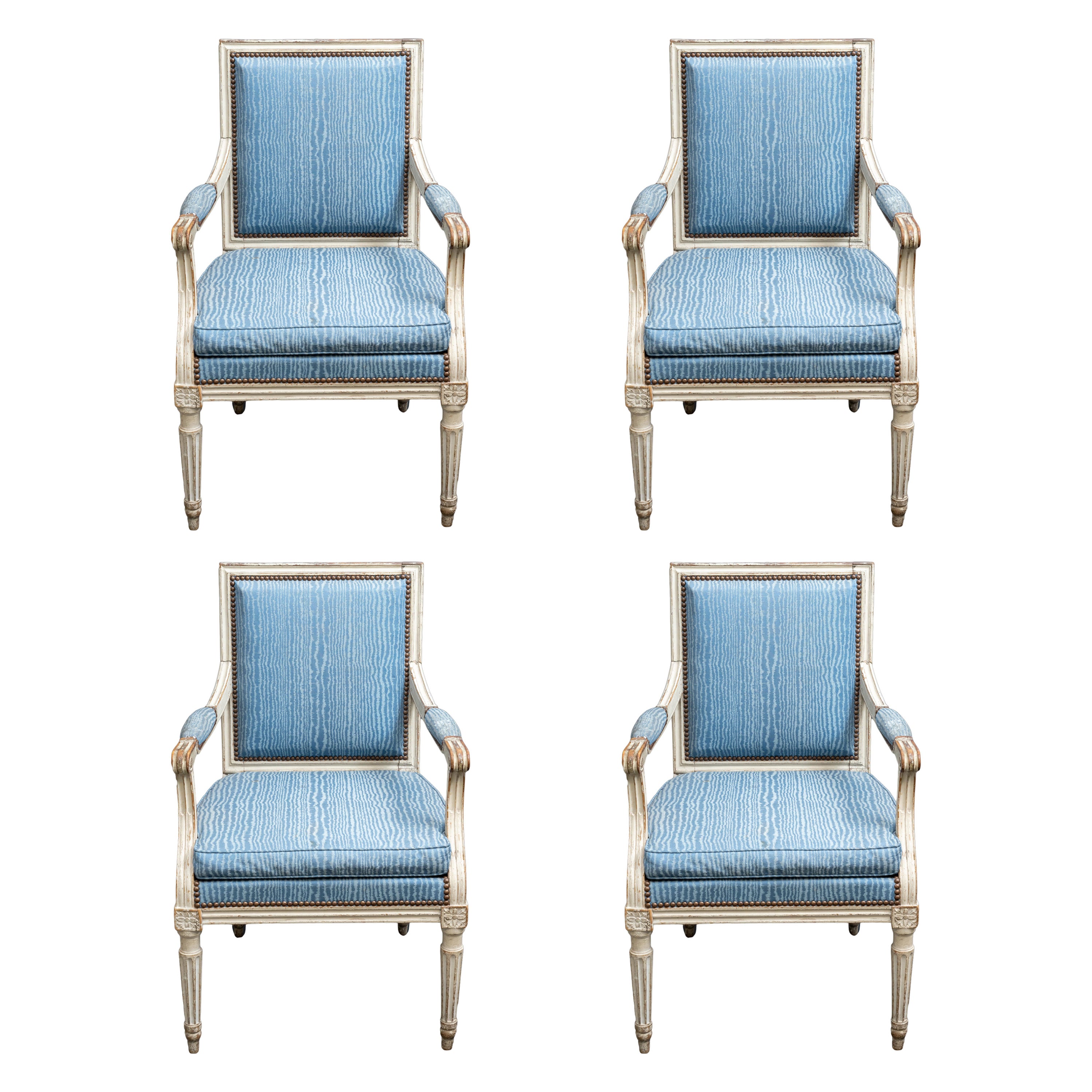 Set of 4 Louis XVI Period French Blue Arm Chairs at 1stDibs | french ...