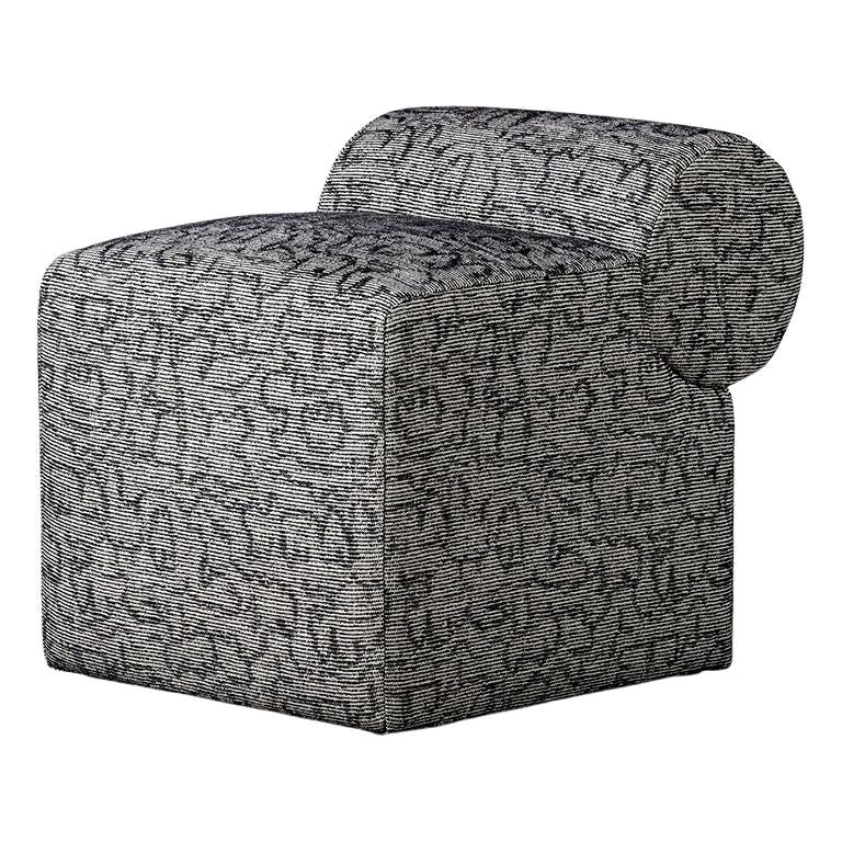 Kelly Wearstler Esfera Ottoman in Crescendo Ebony/Ivory Fabric For Sale ...