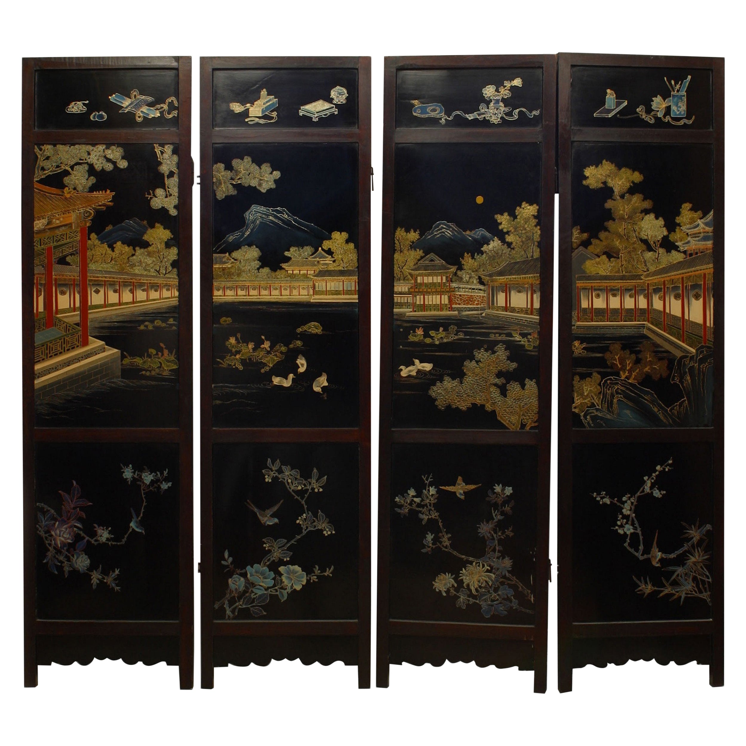 Chinese Story Telling Folding Screen at 1stDibs