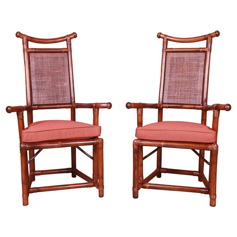 Henry Olko for Willow and Reed Sculpted Rattan and Cane Throne Chairs ...