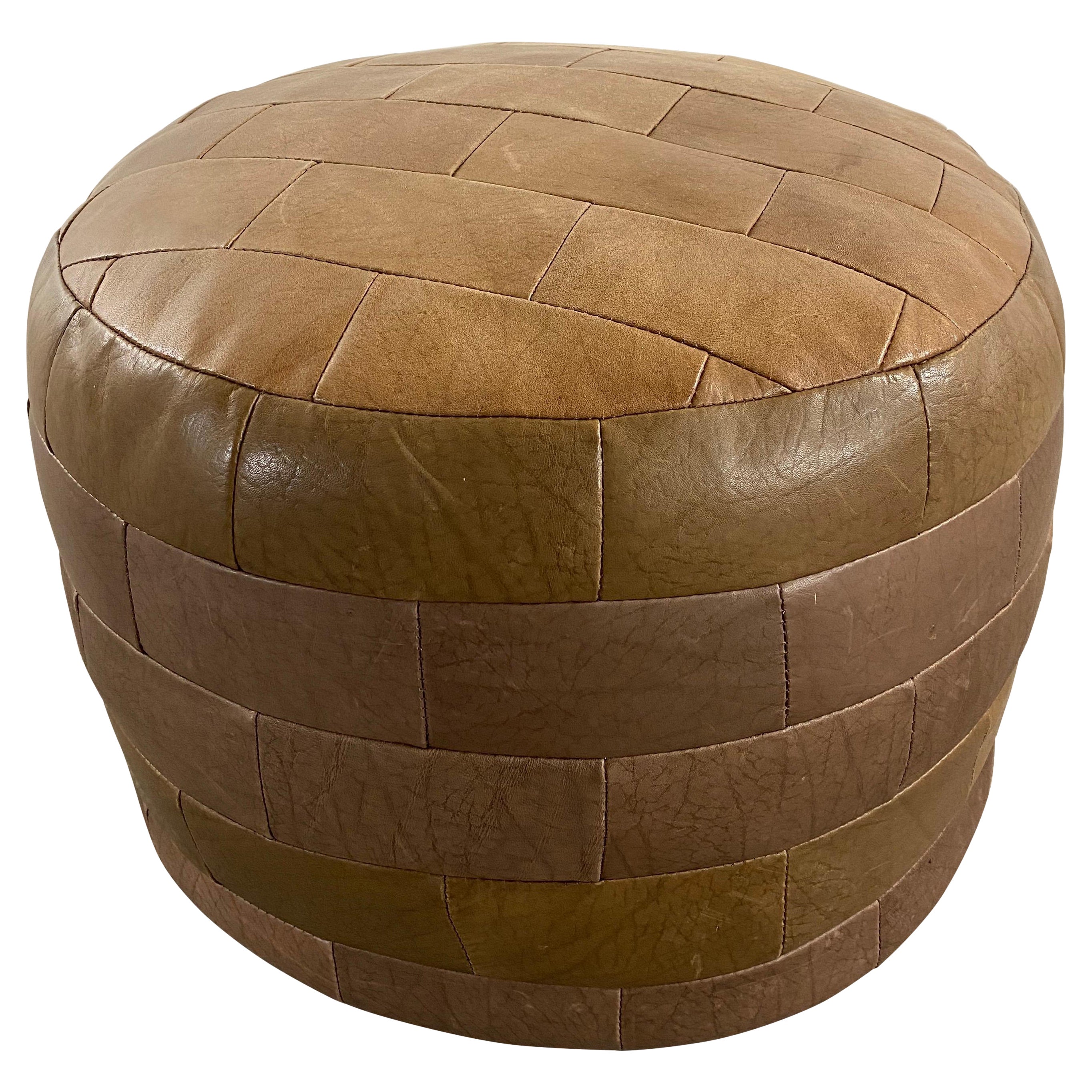 1970's Leather patched seating/bean bag and ottoman attr De Sede at 1stDibs