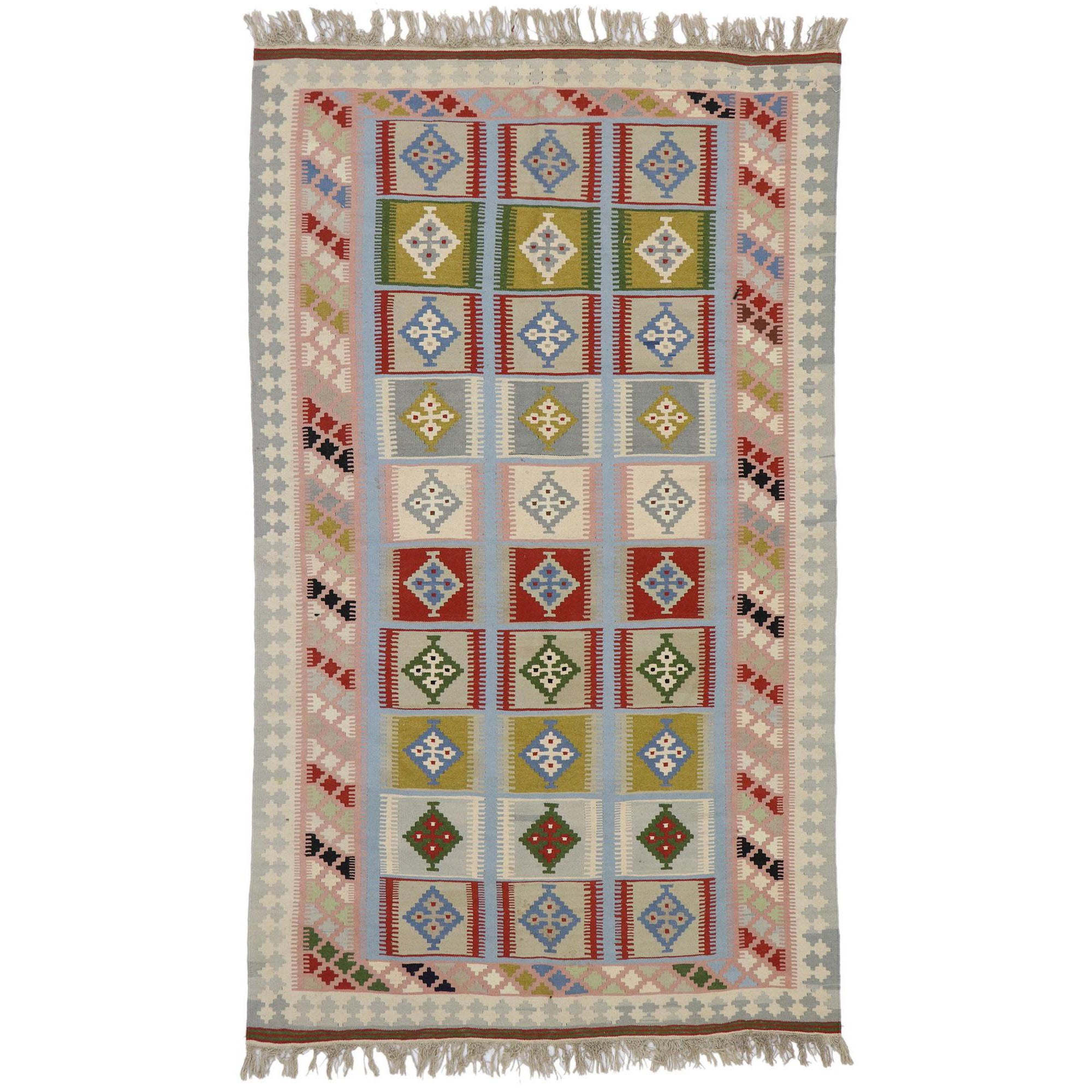 Vintage Persian Shiraz Kilim Rug with Boho Chic Tribal Style For Sale ...