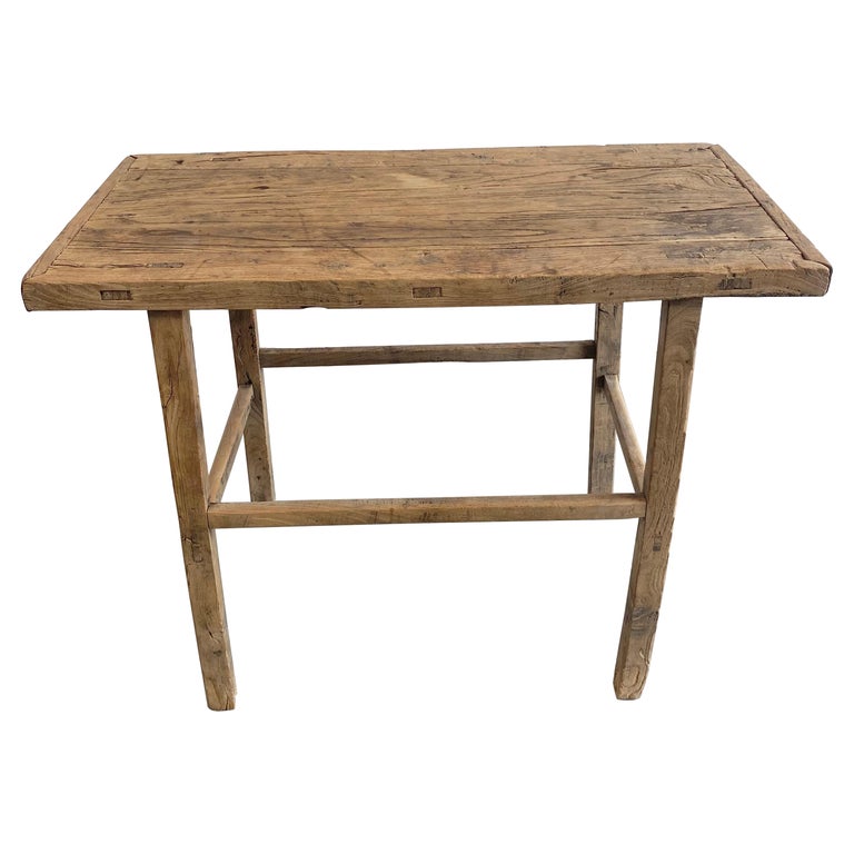 Vintage Elm Wood Console Entry Table Counter at 1stDibs