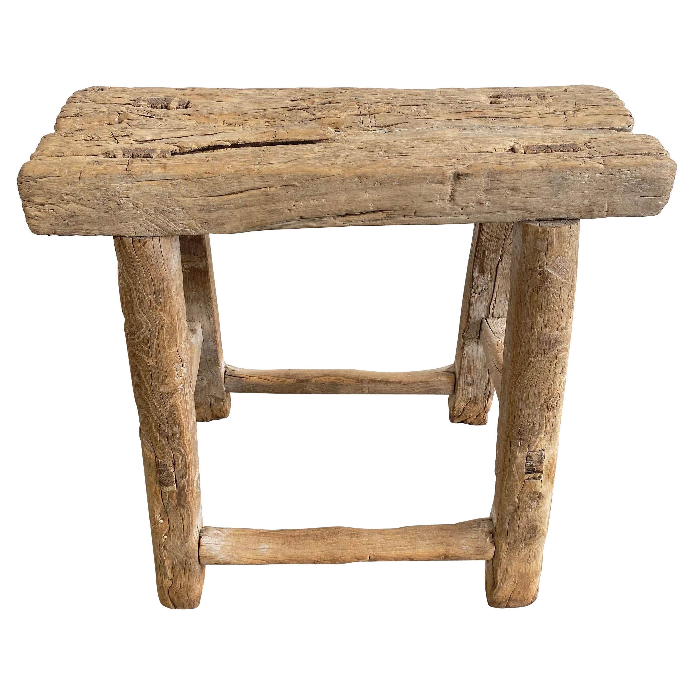 Vintage Elm Wood Stool at 1stDibs | antique elm stool