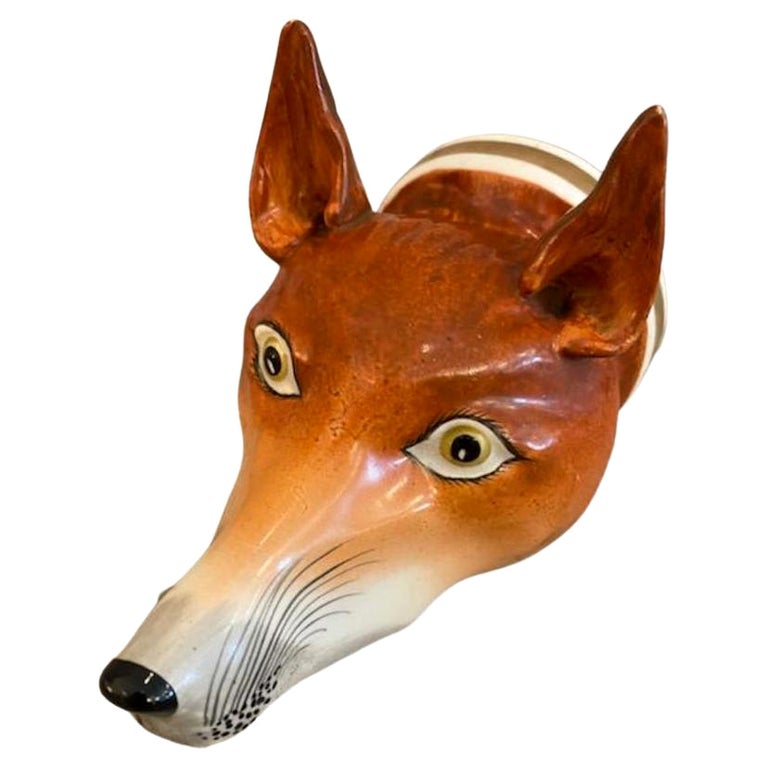 Early 19th Century English Ceramic Fox Head Stirrup Cup For Sale at 1stDibs