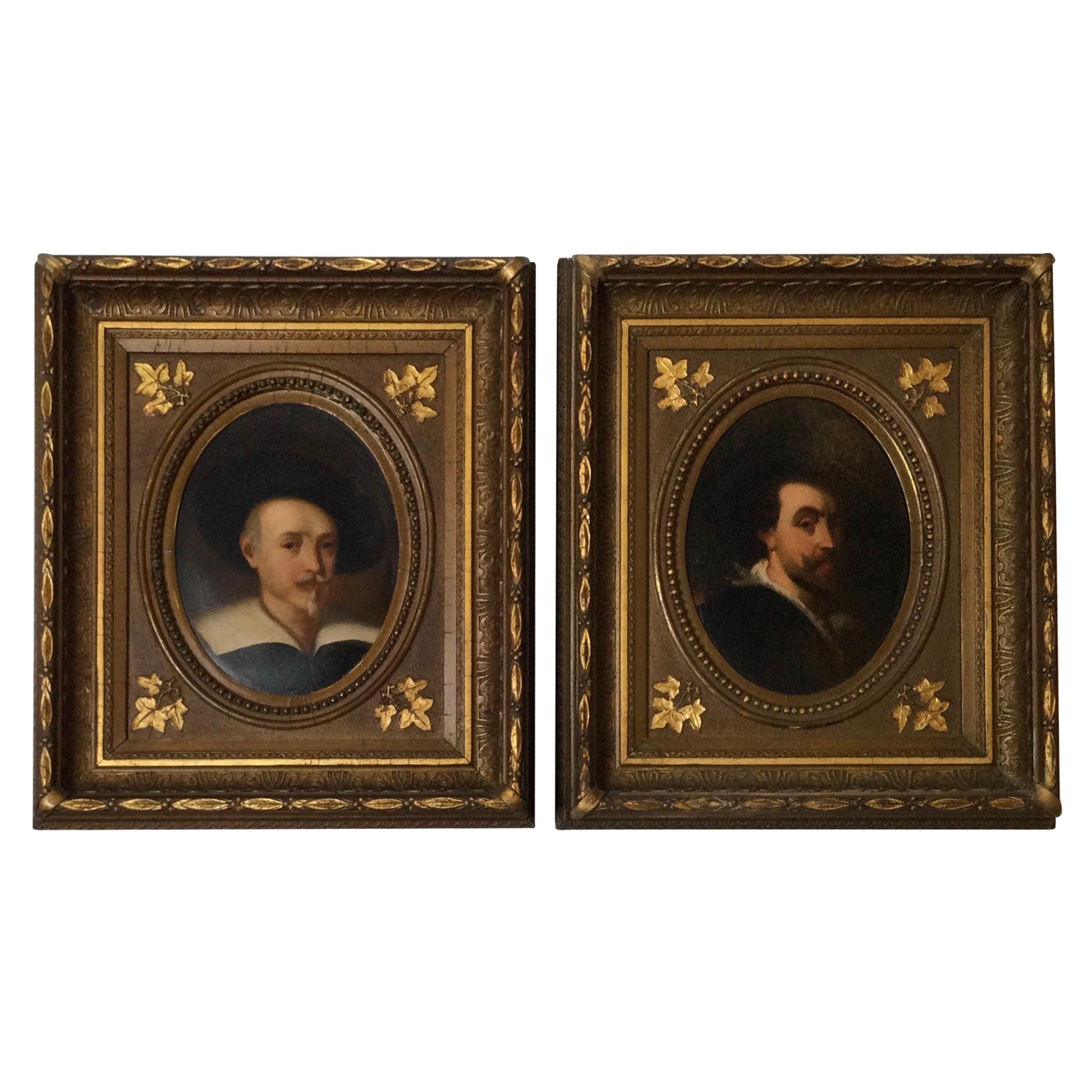 English Original Samuel Raven Pair of Hound Dog Oil Paintings in ...