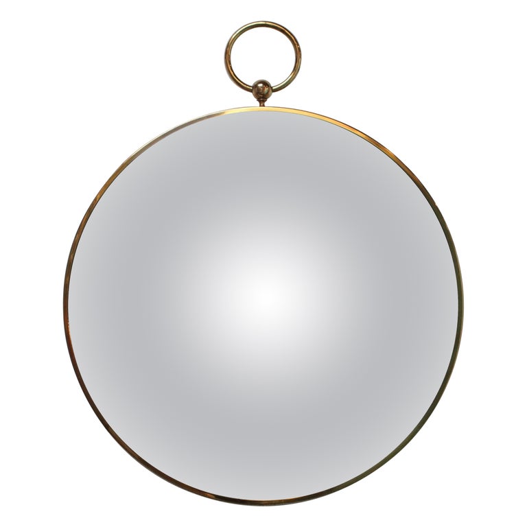 Mid-Century Italian Modern Brass Convex "Pocket Watch" Wall Mirror at ...