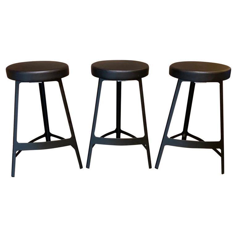 Contemporary Modern Set of 3 Sean Dix Metal Bar Stools Industrial For ...