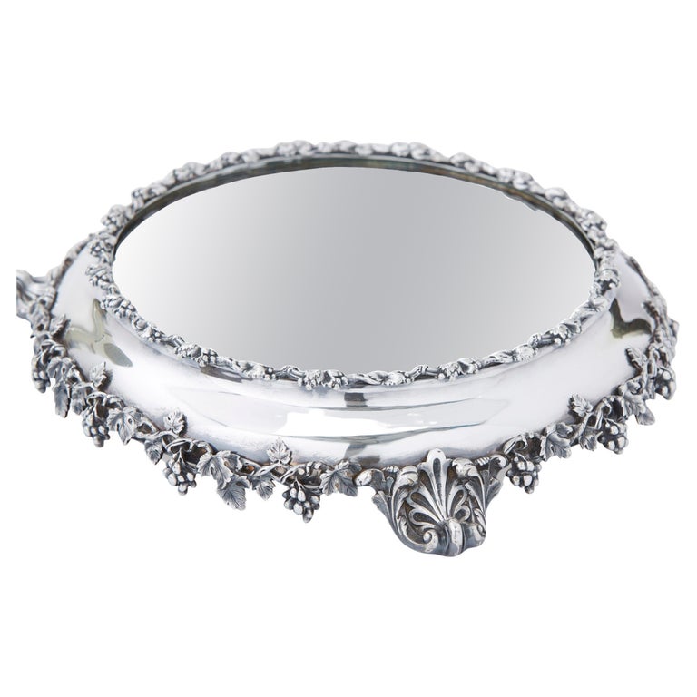 English Silver Mounted / Mirrored Vanity Tray at 1stDibs