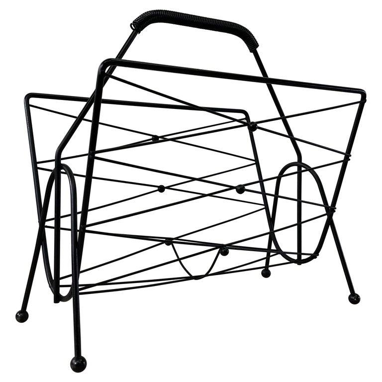 1960s Atomic Style Black Magazine Rack For Sale at 1stDibs