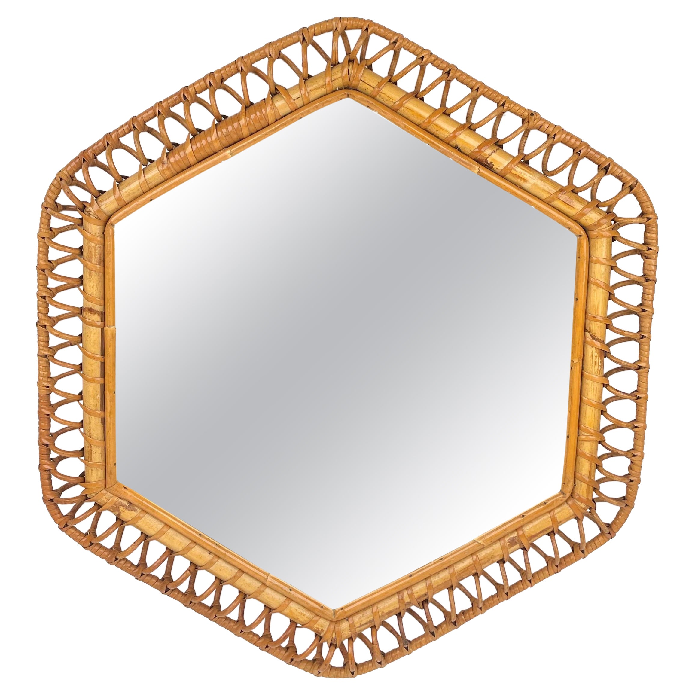 Italian Floating Hexagon Mirror For Sale at 1stDibs