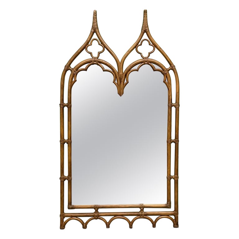 Rattan Cathedral Mirror by McGuire For Sale at 1stDibs