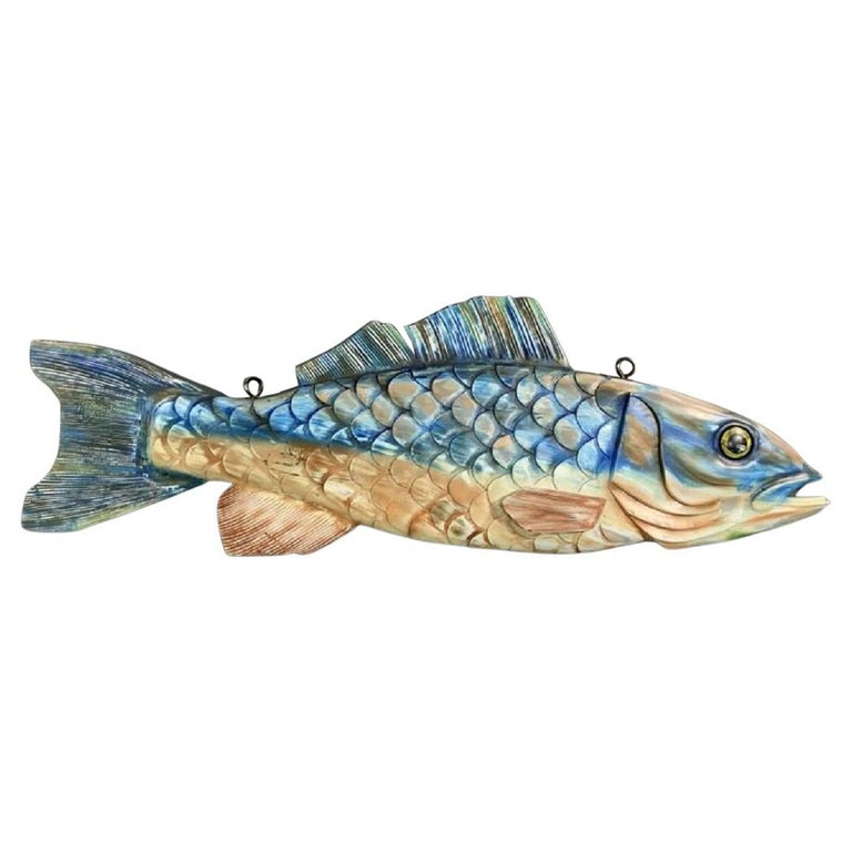Six Foot Carved Wood Fish For Sale at 1stDibs