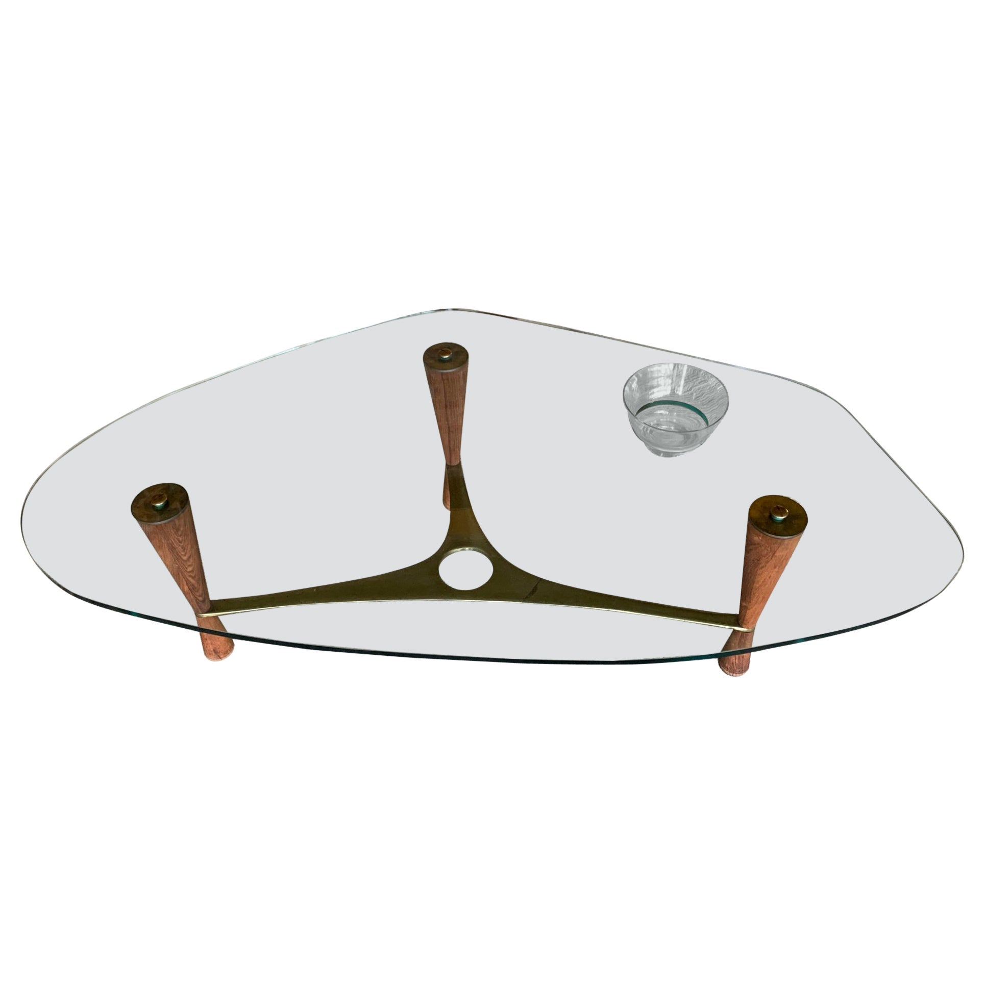 Mid-Century Modern Dunbar Wheat Sheaf Marble and Wood Round Coffee ...