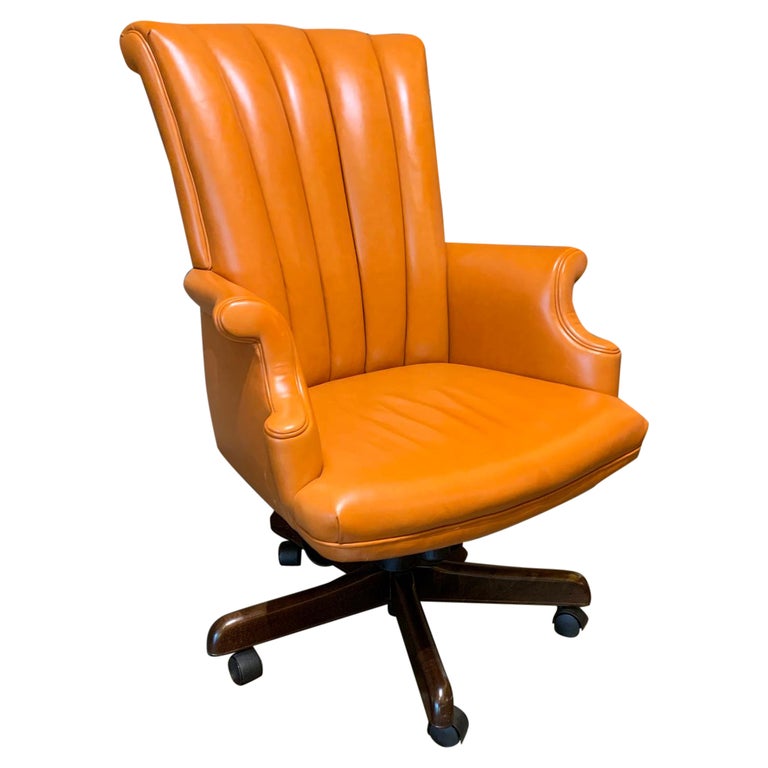 Hancock and Moore Leather Rolling High Back Office Chair, 1970s at ...