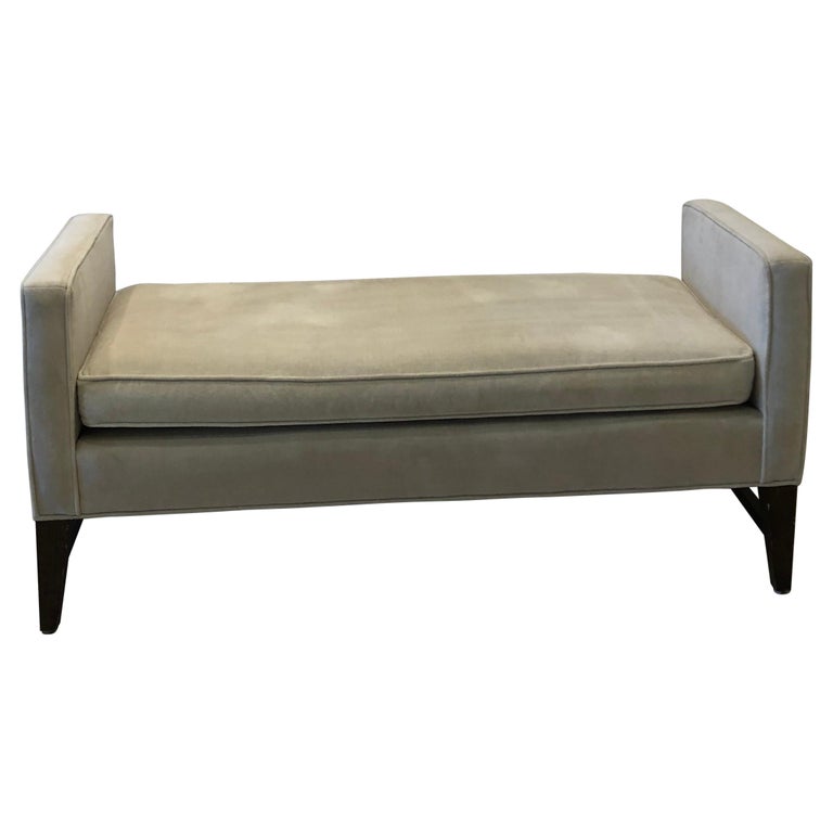 Long Modern Upholstered In Cotton Velvet Hall Bench at 1stDibs