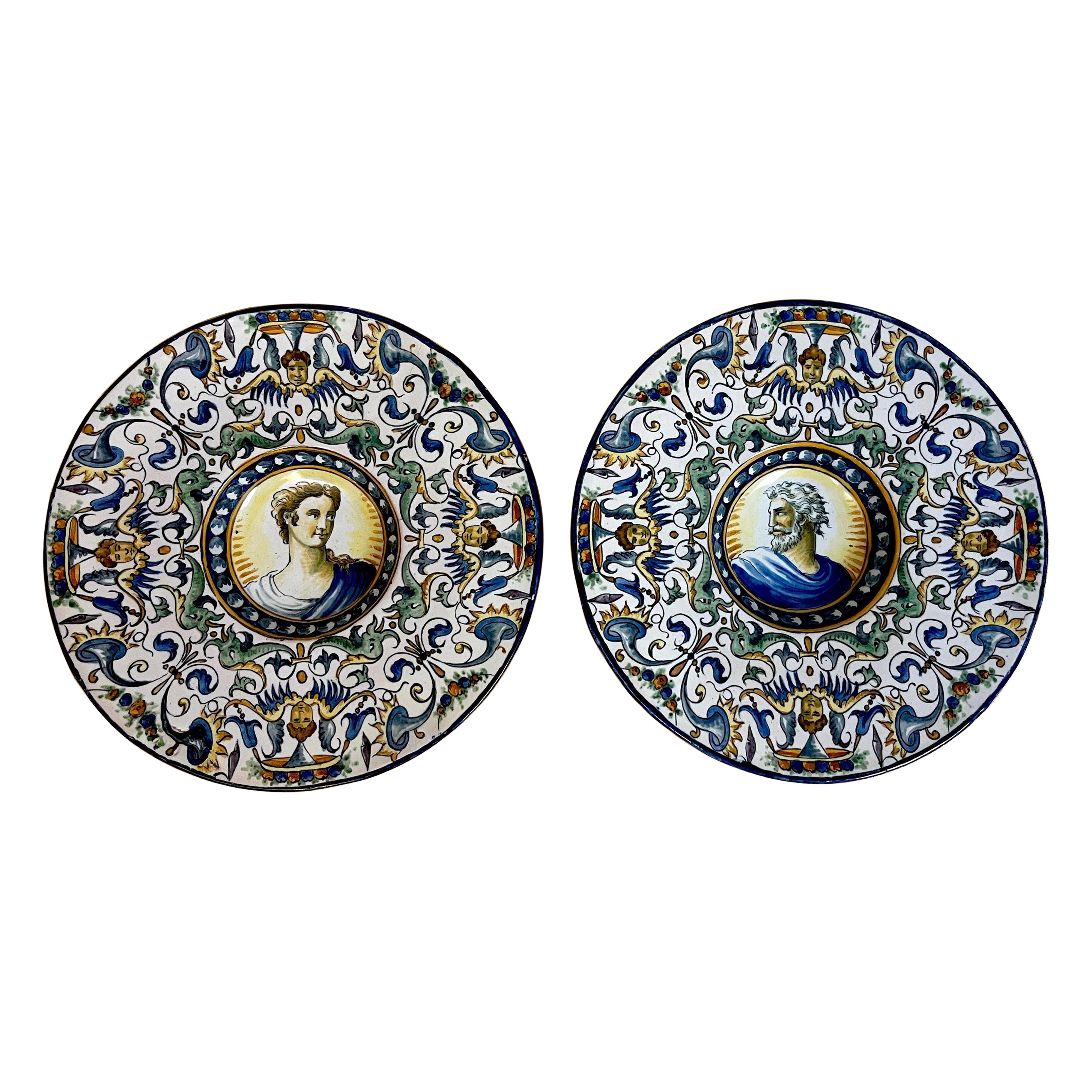 Italian Renaissance Style Majolica Pedestal by Achille Mollica For Sale ...