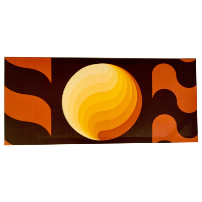 Mid-Century Modern Stretched Abstract Sun Textile Art at 1stDibs