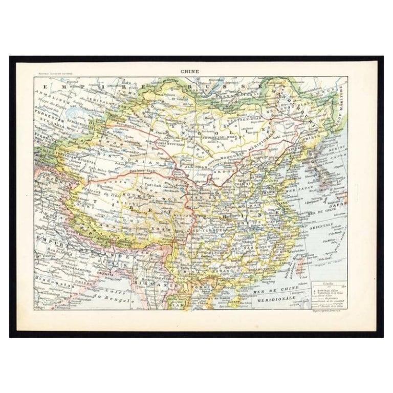Antique Map of China by Larousse, 1897 For Sale at 1stDibs