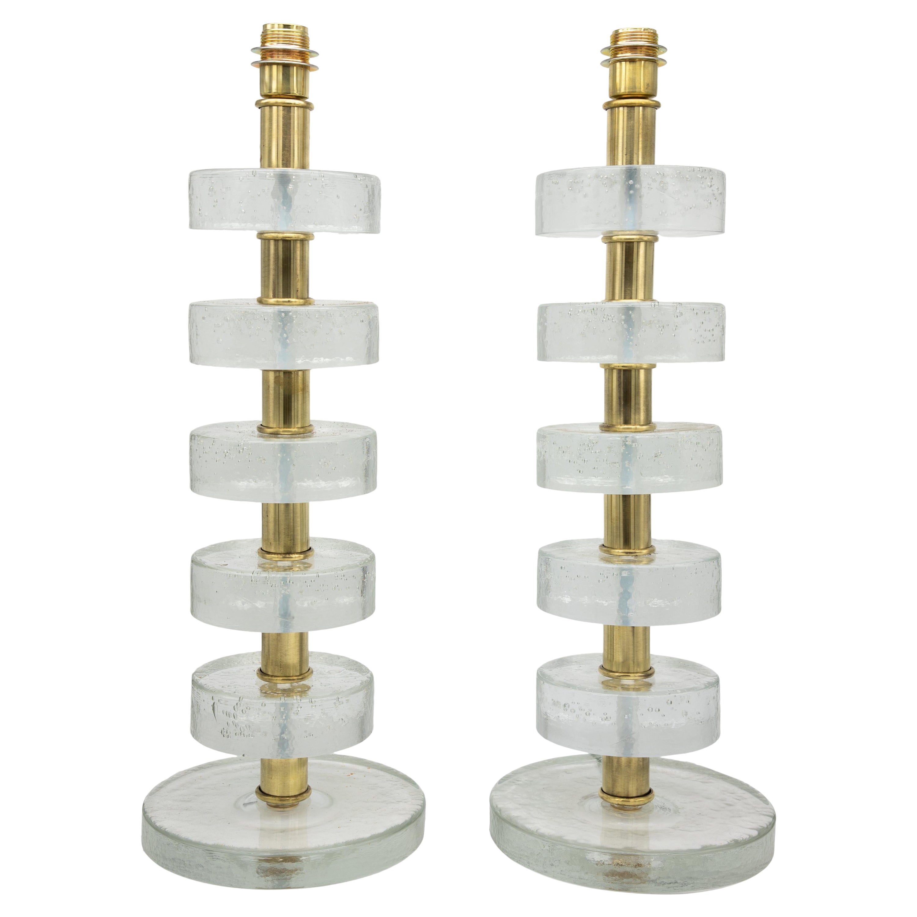 Murano Seeded Glass Stacked Discs at 1stDibs