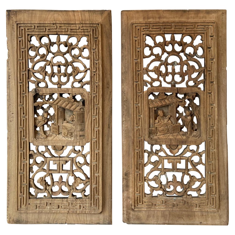 Chinese Antique Wood Panel For Sale at 1stDibs
