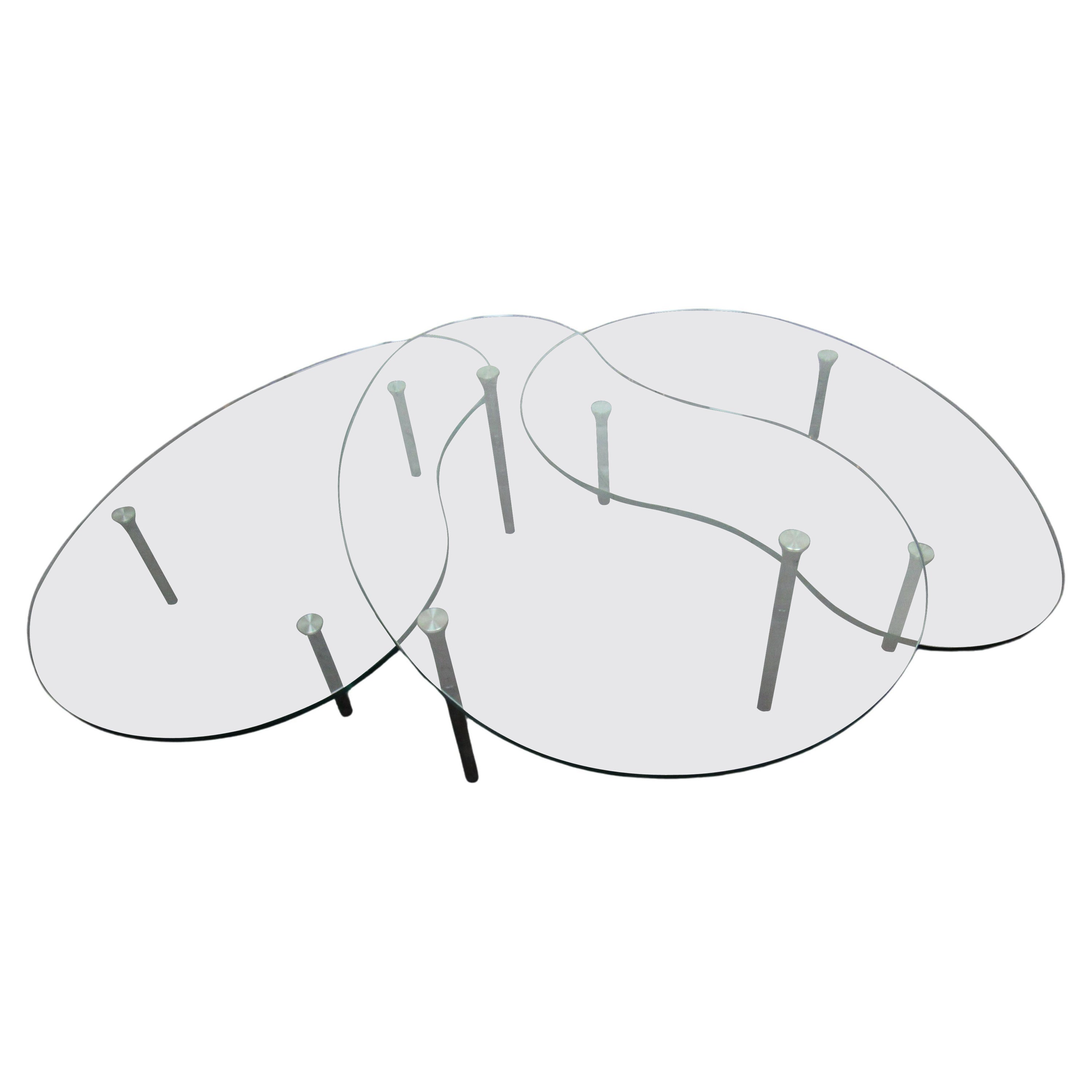 Waterfall Glass 2 Tier Coffee Table at 1stDibs