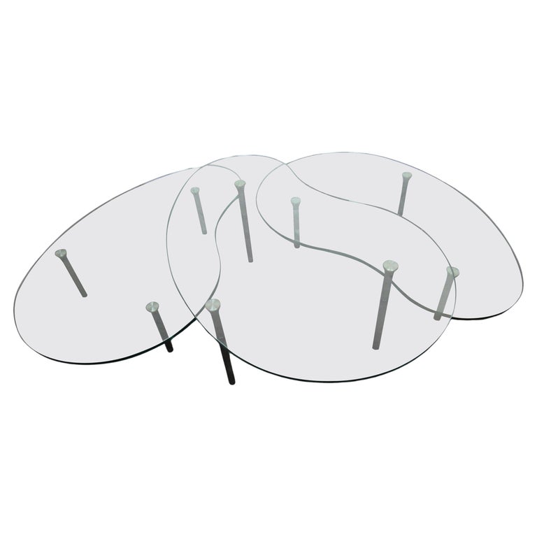 Unique Three-Tier Glass Coffee Table at 1stDibs