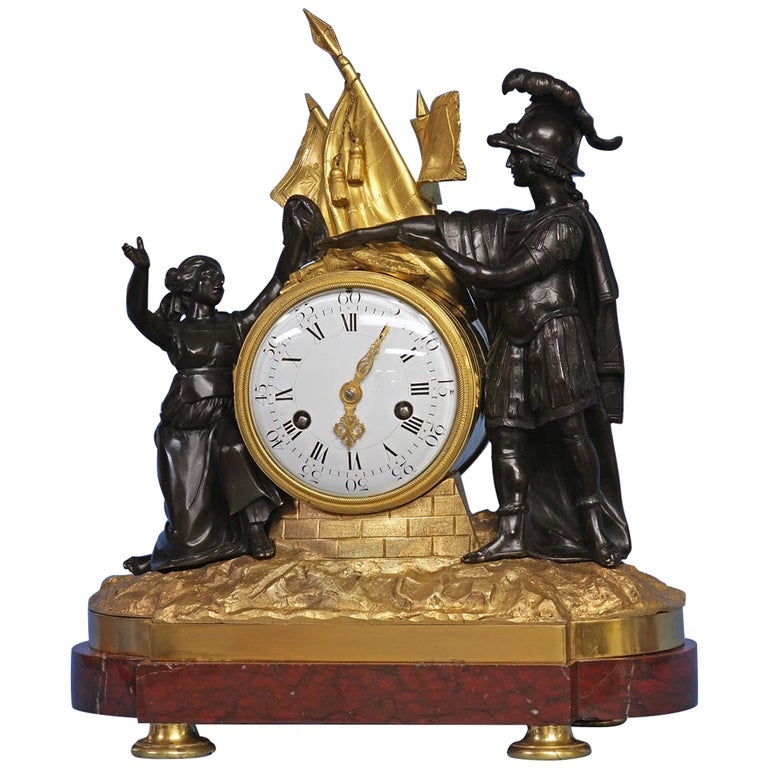 Louis XVI French Figural Mantle Clock For Sale at 1stDibs