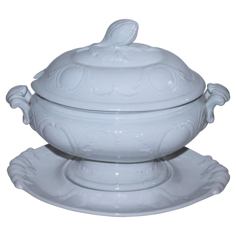 Large 19th C Tureen w/ Lid and Tray For Sale at 1stDibs