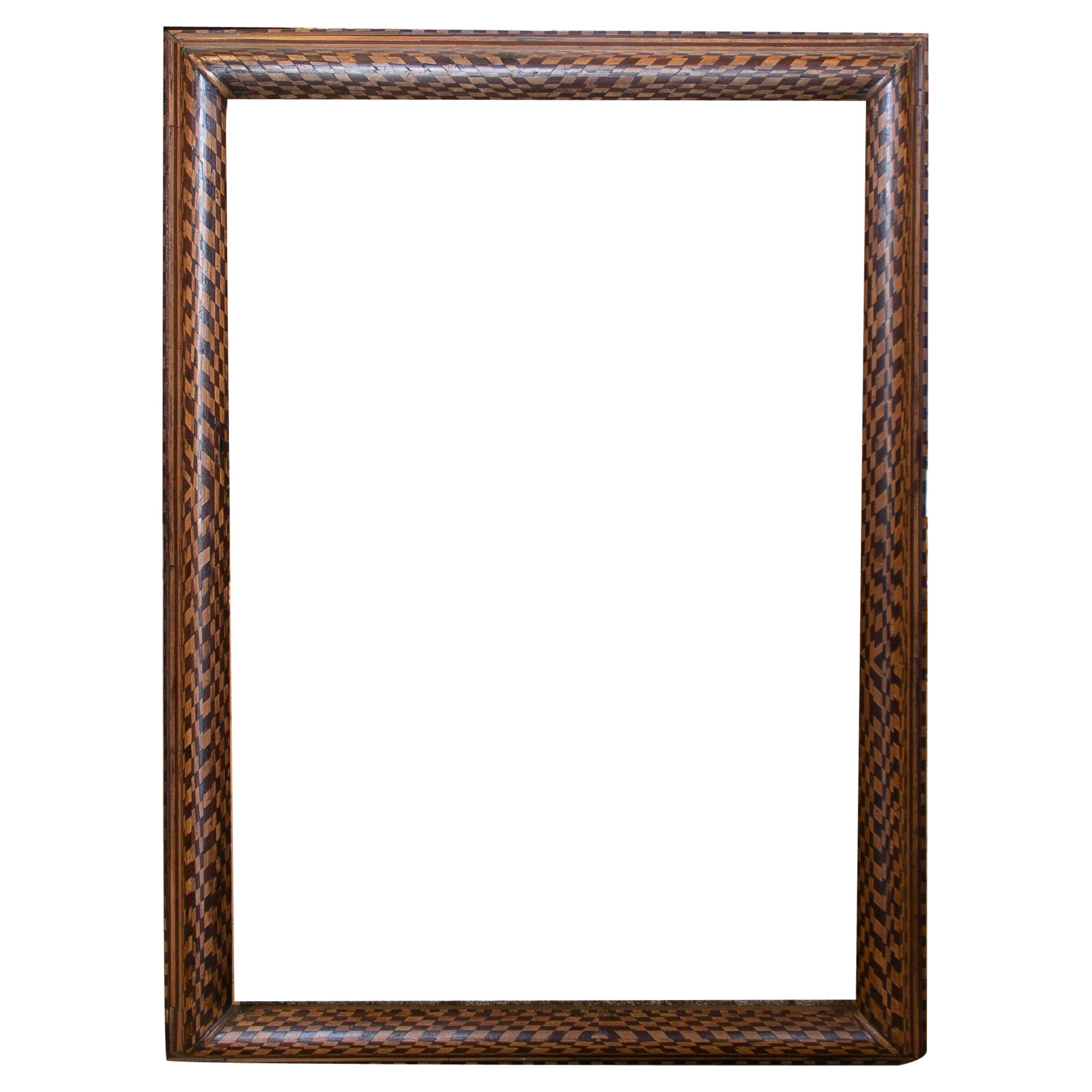 19th Century Spanish Handcrafted Marquetry Frame at 1stDibs