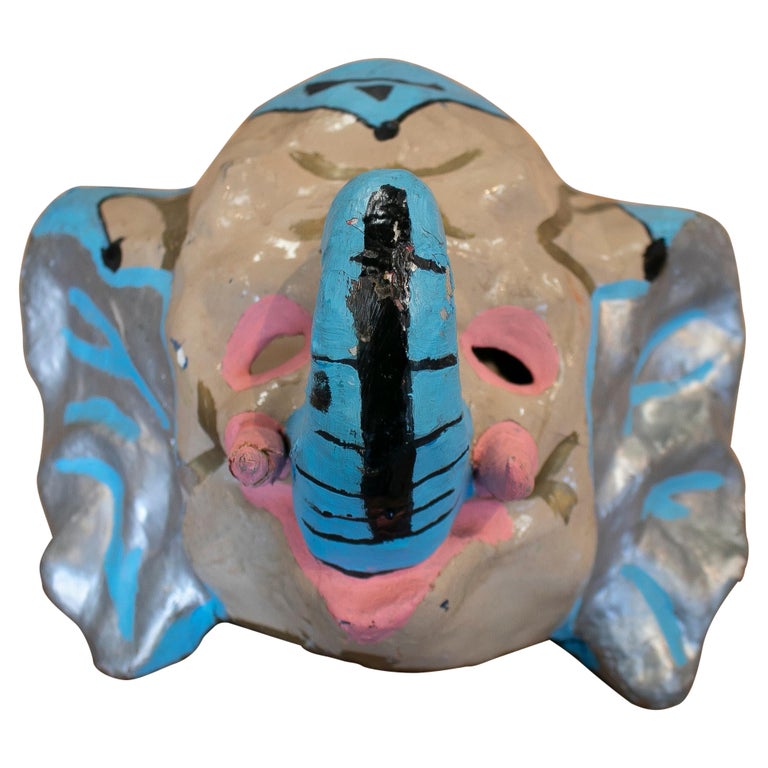 1950s Spanish Elephant Head Hand Painted Papier-mâché Festival Mask For ...