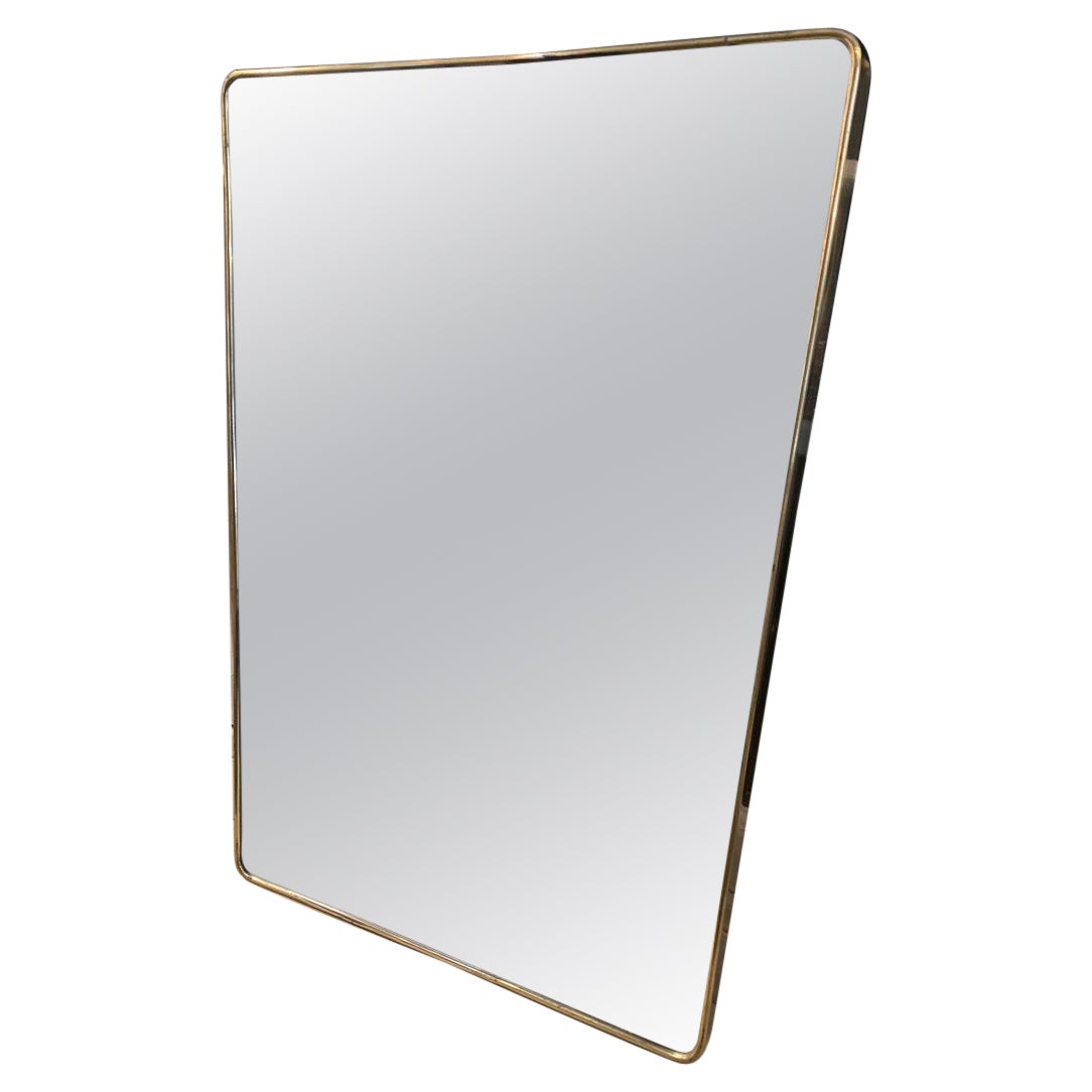 Trapezoid Italian Mirror with Rounded Corners in Metal Frame at 1stDibs