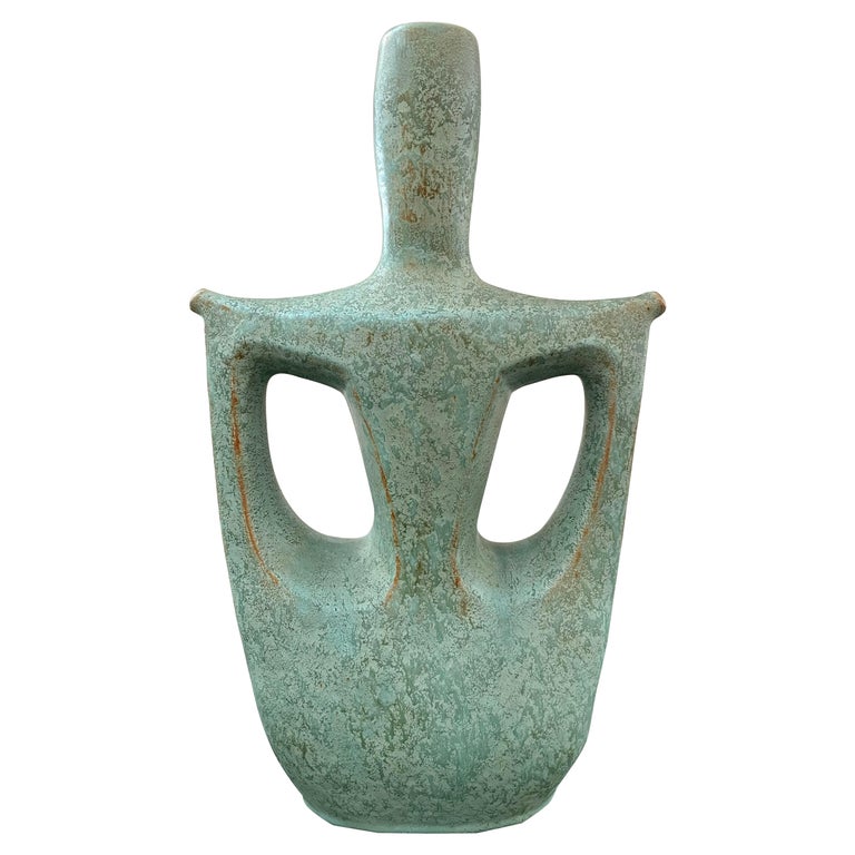Vintage Amphora Turquoise Pottery Vase For Sale at 1stDibs