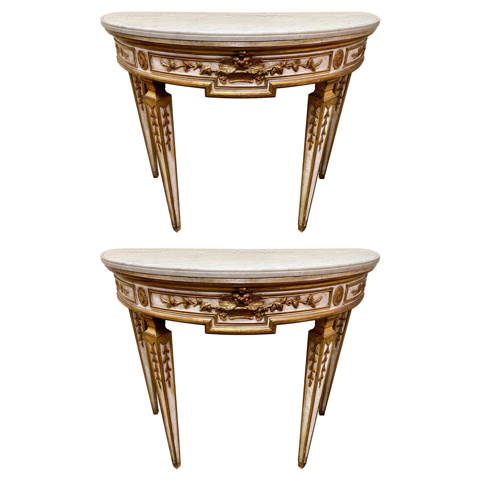 Painted French Parcel Gilt Console Table at 1stDibs