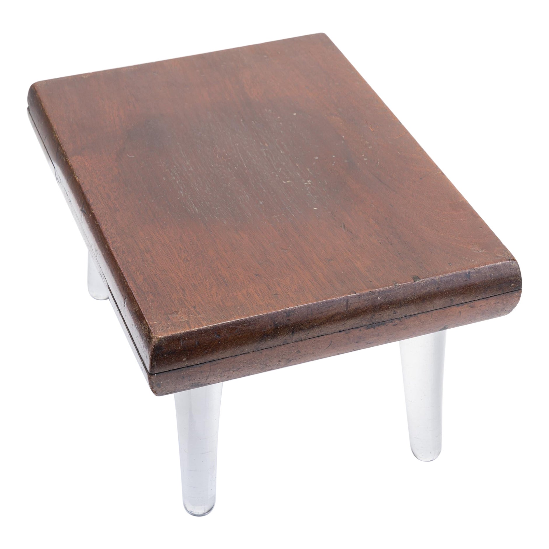 Petite Solid Walnut and Saint Gobain Glass Feet Bench, France 1930's at ...