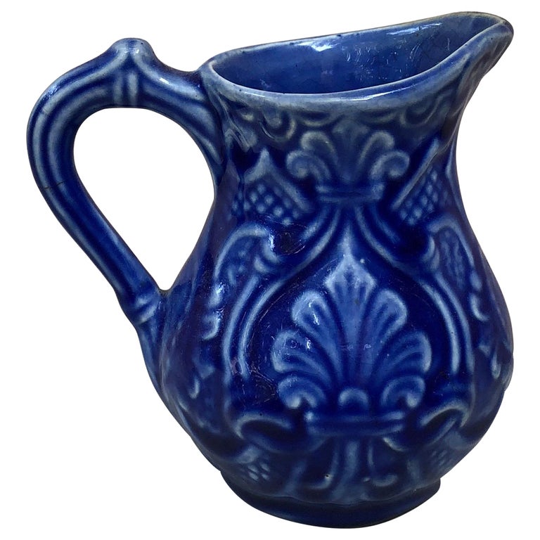 Blue Majolica Creamer Pitcher Onnaing, circa 1920 at 1stDibs
