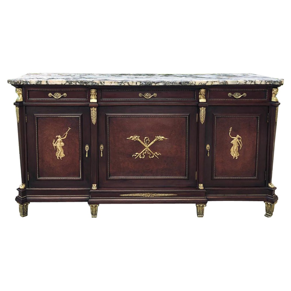 French 19th Century Empire Style Neoclassical Burl Walnut Buffet For ...