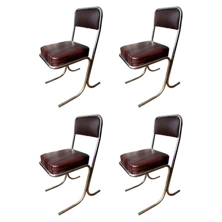 Mid-Century Modern Brazilian Tubular Steel Chairs, set of 4 at 1stDibs