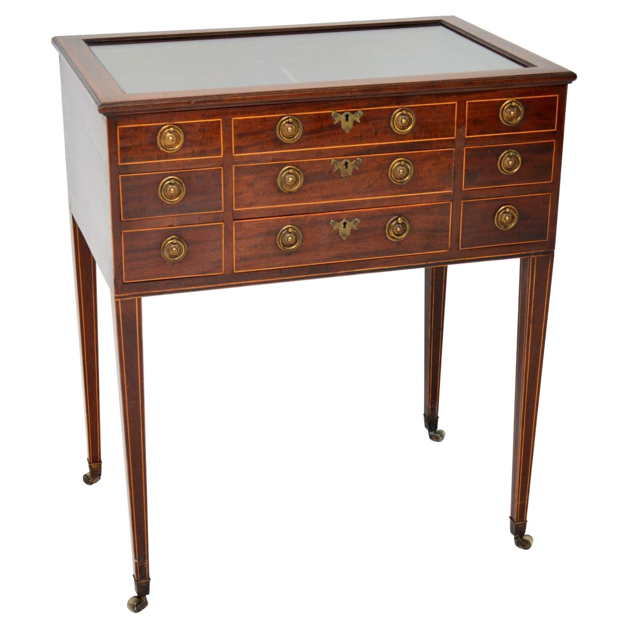 Antique Oak Shop Display Case with Cast Iron Pedestal Base at 1stDibs